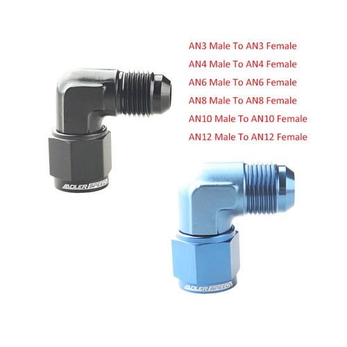 90 Degree AN3 AN4 AN6 AN8 AN10 AN12 Female to Male Aluminum Fittings ...