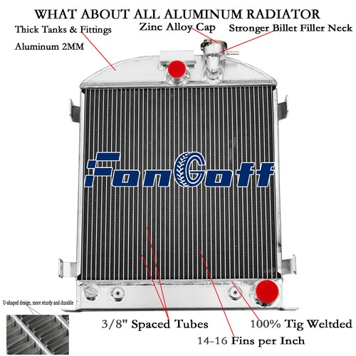3 Row Aluminum Radiator For 1939 1940 Ford-Grill-Shells Chevy Engine US ...