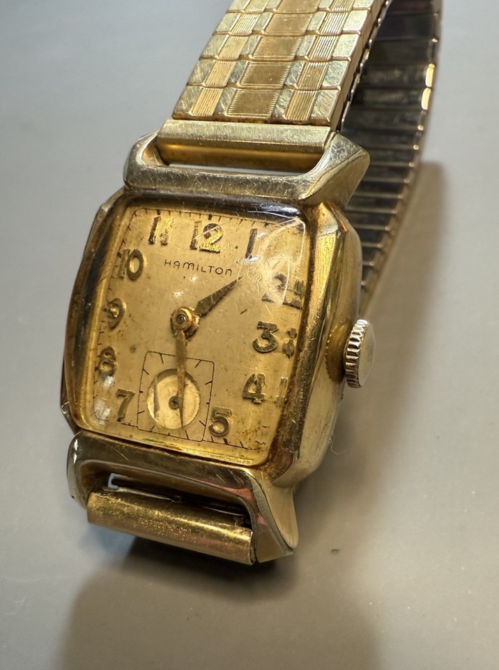 Vintage Hamilton 730 17J Art Deco Manual Wind Sub Seconds Gold Tone ...