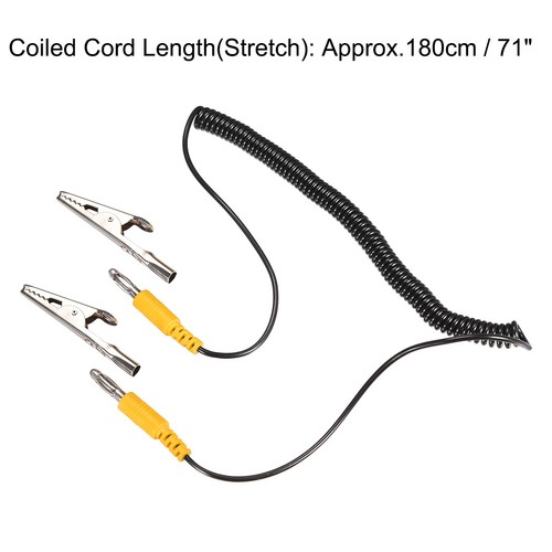 Anti-Static ESD Grounding Cable Coiled Cord, with Double Alligator Clip ...