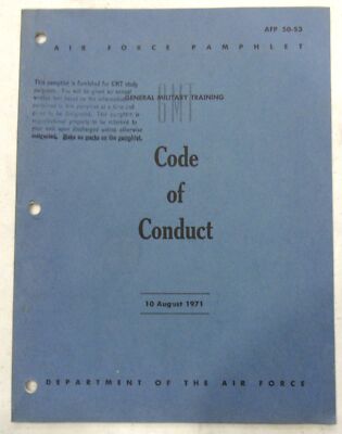 1971 US Air Force Code of Conduct Booklet GMT General Military Training ...