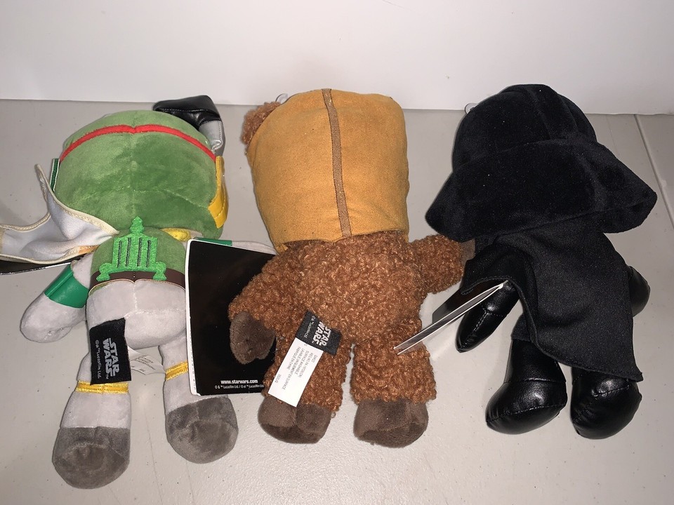 Lot of 3 Disney Mattel Star Wars Plush Boba Fett, Wicket, Darth Vader ...