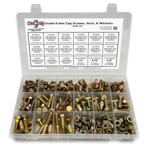 Grade 8 Hex Cap Bolts Screws Nuts Washers Lock Washers Assortment Kit ...
