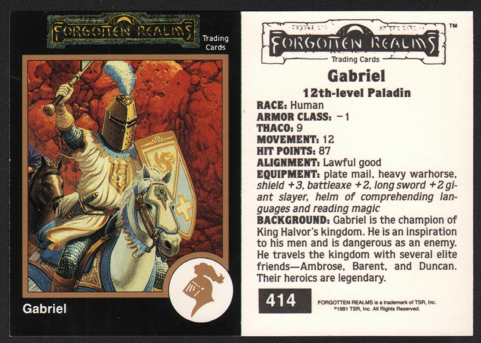 1991 TSR AD&D Gold Border Fantasy Card #414 Keith Parkinson Art ...