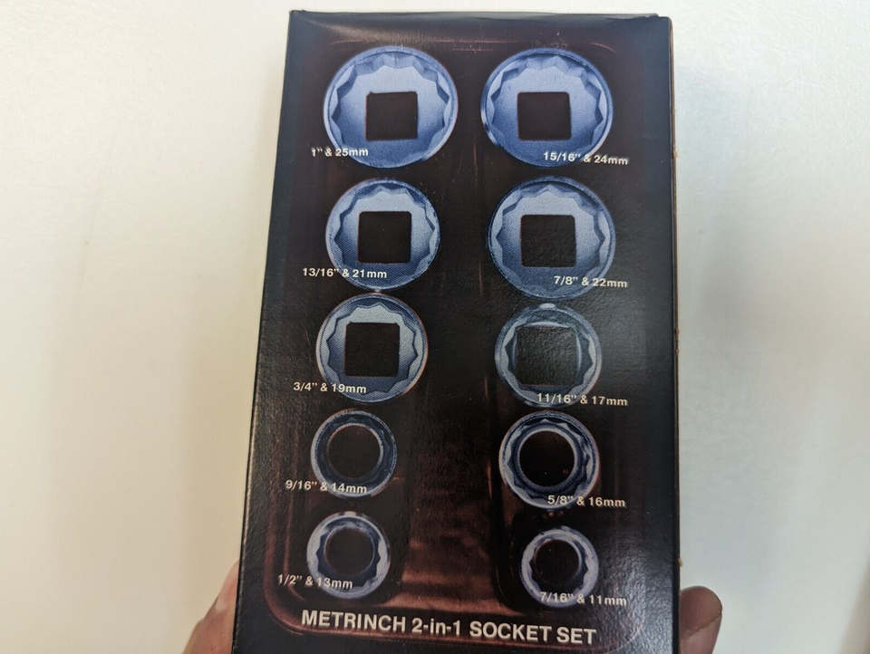 Vintage NOS Original Metrinch USA 10pc 1/2" Drive 12Pt Socket Set SAE ...
