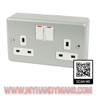 Heavy Duty Metal Clad 2 Gang 13A Double Pole Switched Socket Outlet ...