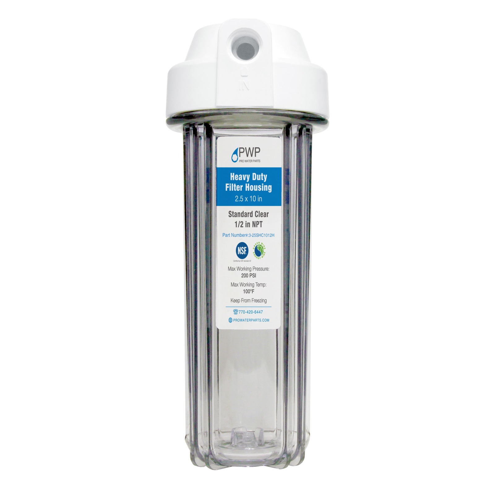 Clear RV Filter Housing 2.5X10" 1/2" NPT Ports Replaces FRE10H | eBay