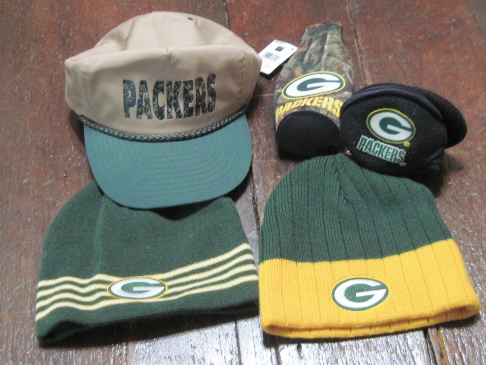 LOT 5 NFL GREEN BAY PACKERS SKULL STOCKING CAP HAT BOTTLE COOZIE EAR ...
