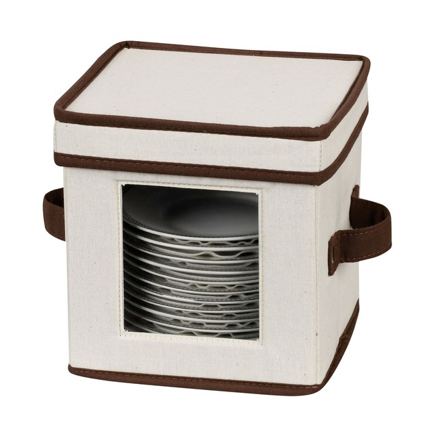 Dinnerware Storage Box with Lid and Handles | Storage Bin Saucer Plate ...