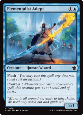 Elementalist Adept 36 FDN Human Wizard MTG Blue 2024 WOTC LA Draws ...