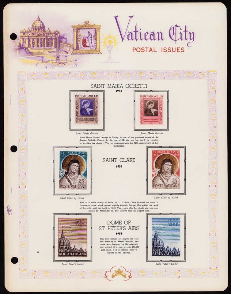 VATICAN 1953-1969 COMPLETE COLLECTION of 377 MH STAMPS on WHITE ACE CV ...