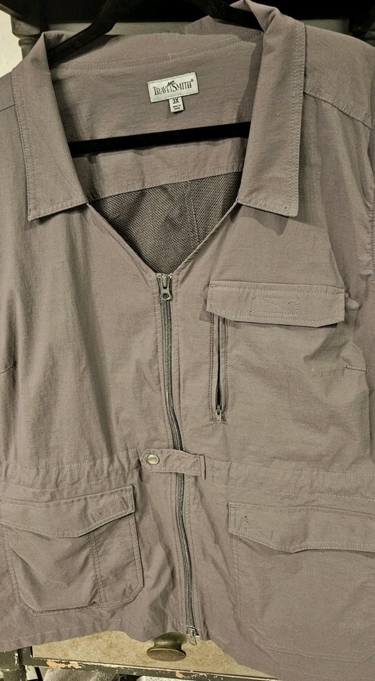 Travelsmith Grey Vest Mens Hiking Vest Outdoor Vest Sz 3X Mesh Lining ...