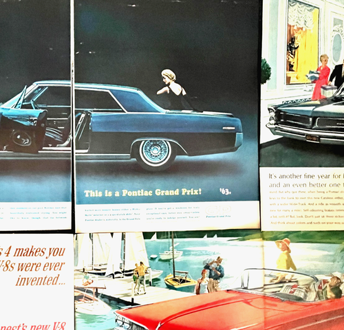 Vintage Lot of 4 Pontiac Original Print Advertising 1963 Grand Prix ...