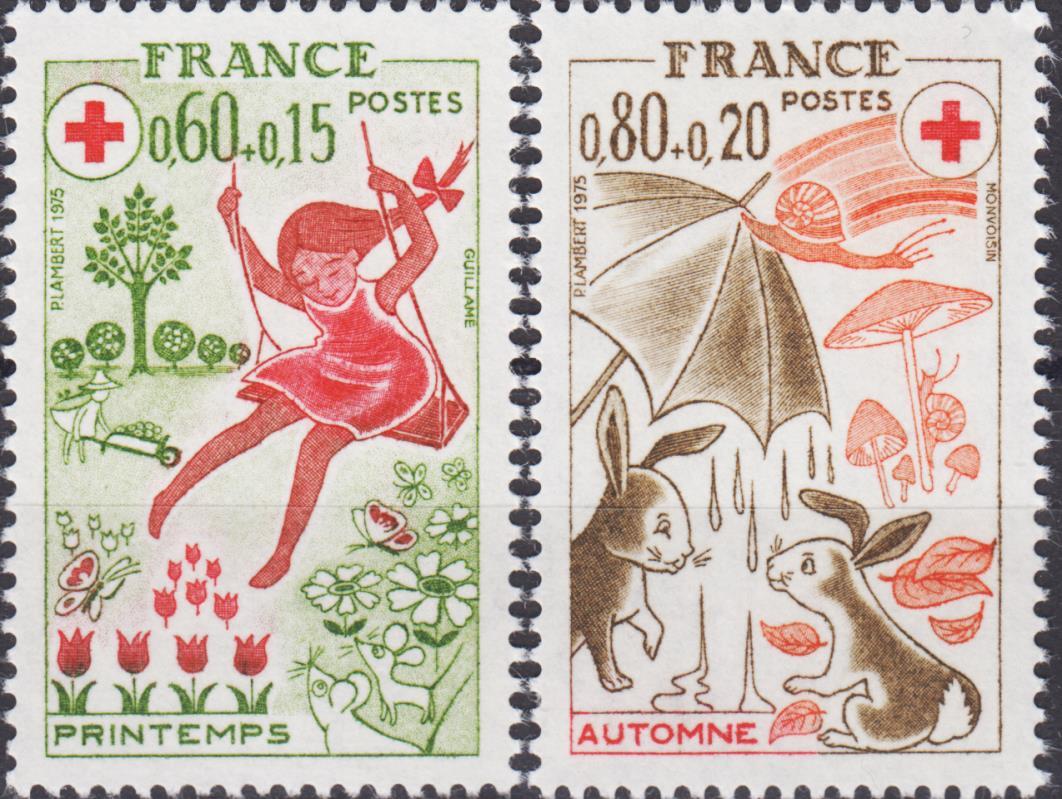 France 1975 Red Cross,Rabbits,Mushrooms,Rain, Umbrella,MNH/1 | eBay