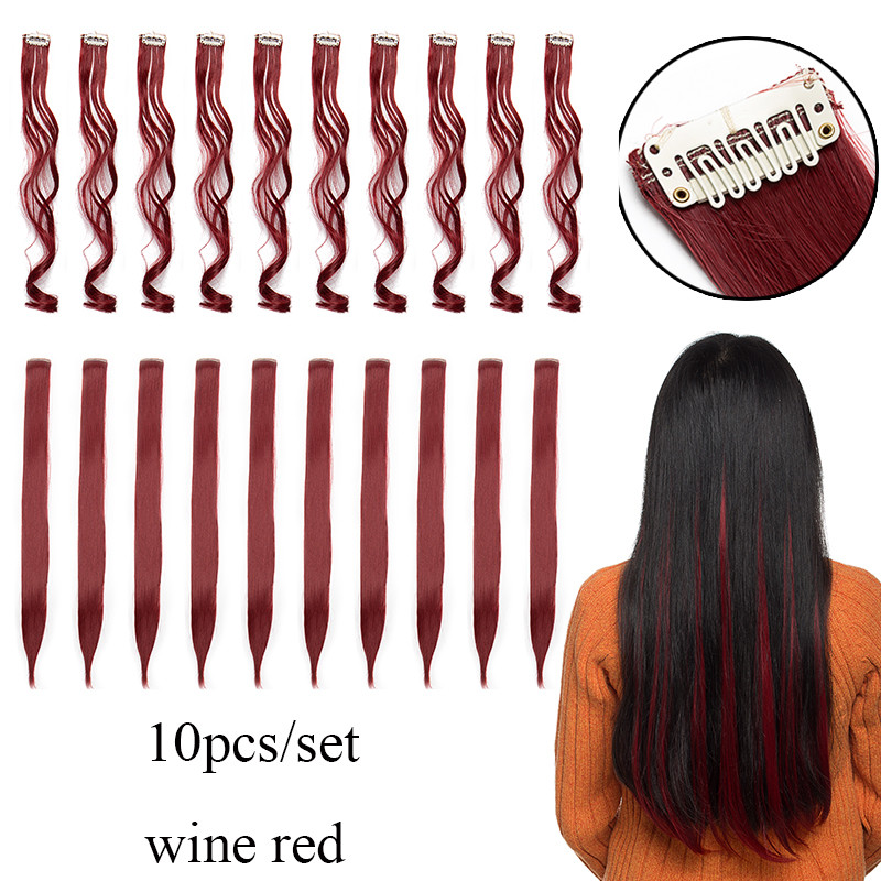 100% Real Natural as human Hair 10 Pcs Multi Color Clip In Hair ...