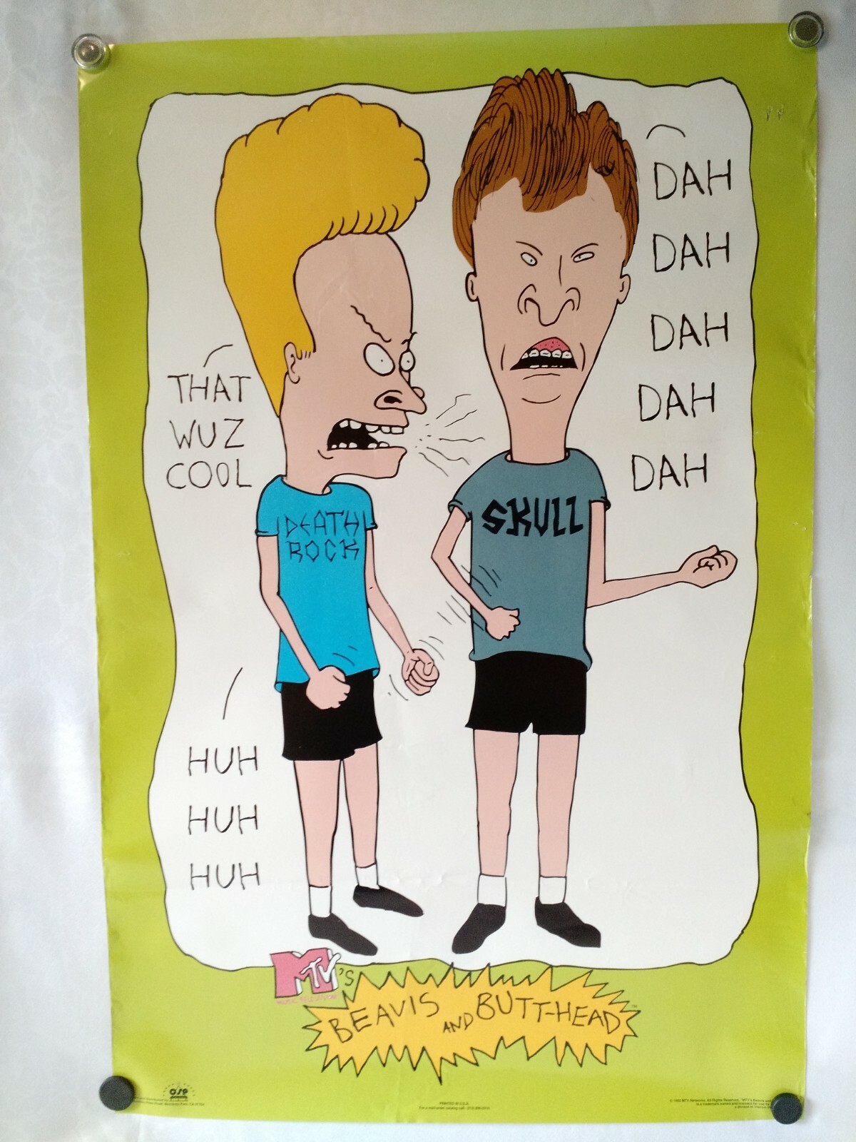 Original Beavis and Butthead Poster - Butt Head Playing Air Guitar ...