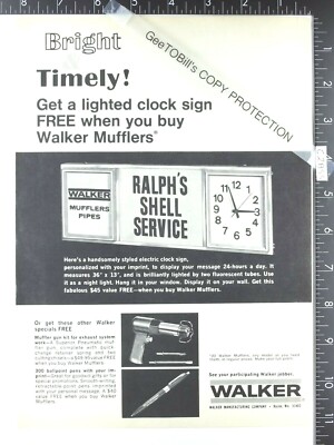 1967 ADVERTISEMENT for Walker muffler pipe clock Ralph Shell gas ...