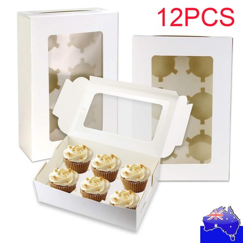 Cupcake Boxes 10PCS 6 Hole Window Display Cake Boxes Muffin Cases Patty ...