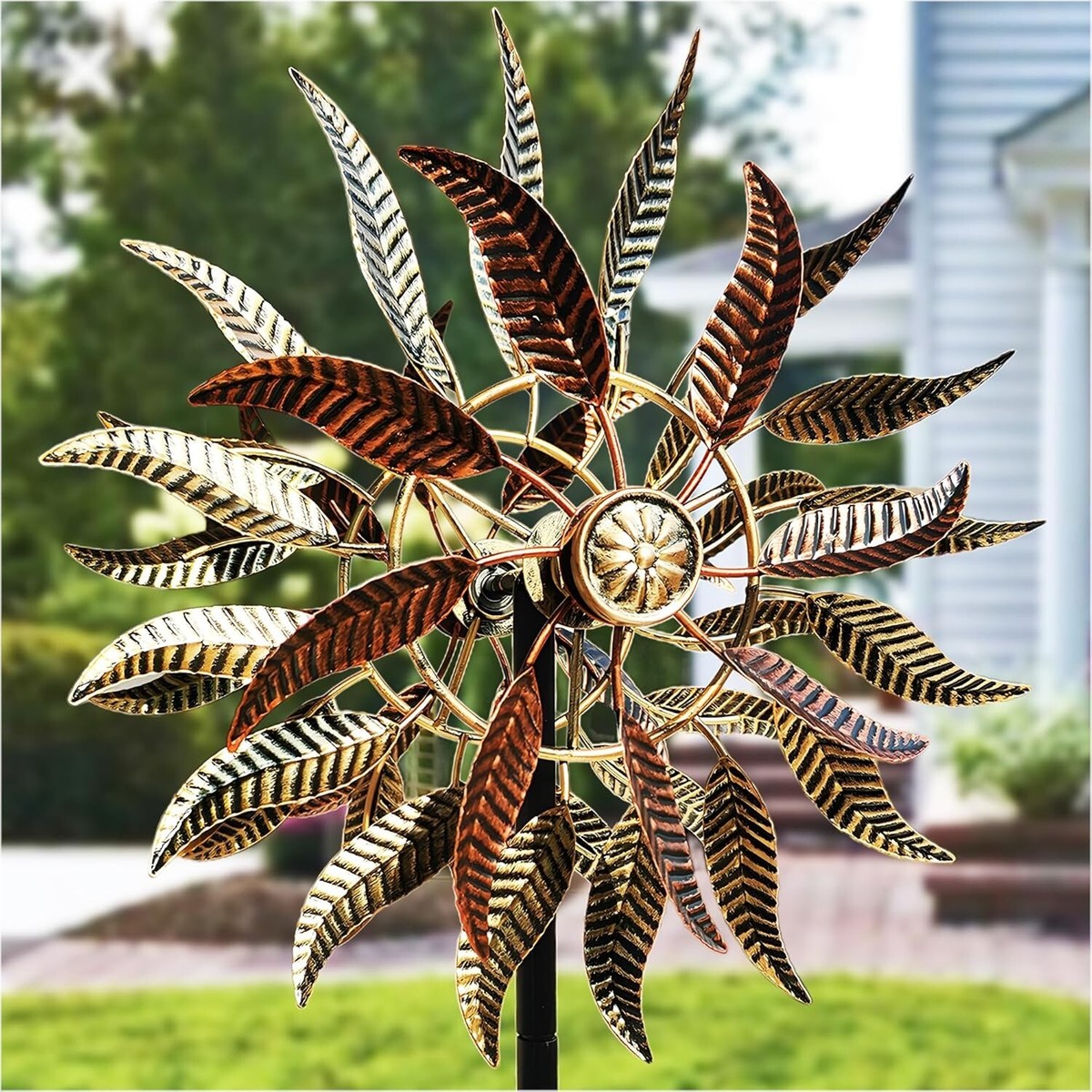 Outdoor Decor 13" Double-Sided Metal Wind Spinner – Bee & Flower ...