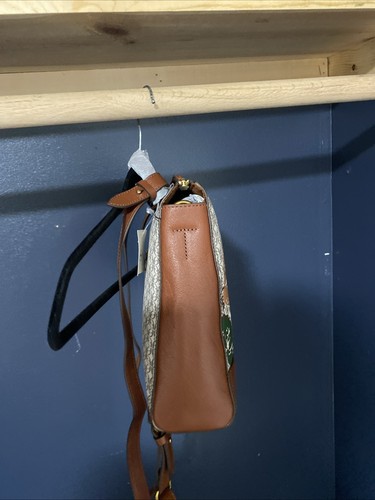 Fossil Parker Brown Leather Embroidered Convertible Backpack Handbag ...