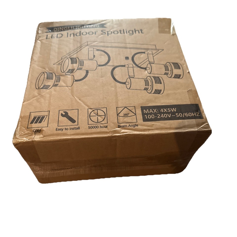 DLLT Modern Silver LED Track Lighting Fixture 4-Light Square Ceiling ...