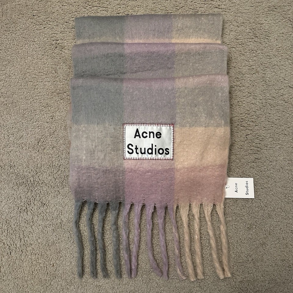 Acne Studios Mohair Checked Scarf | Fuchsia/Lilac/Pink | | eBay UK