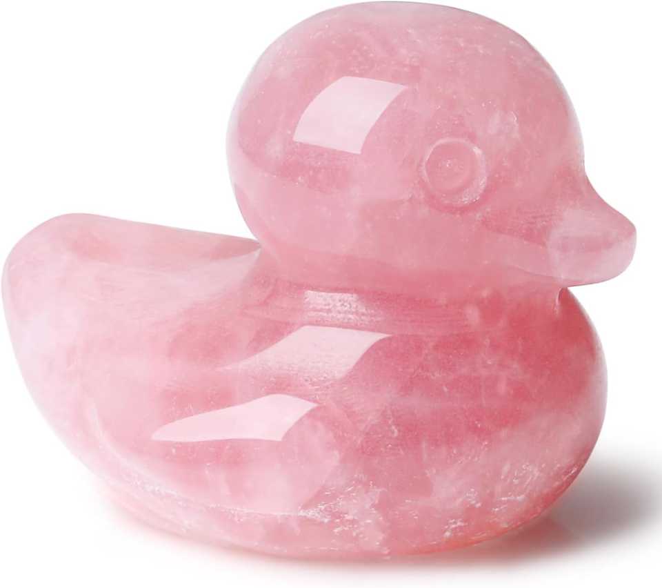 Duck Figurine Gifts Statue Pink Ducks Deocr Rose Quartz Crystals Stones ...