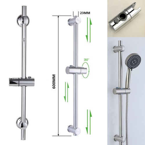 Chrome Bathroom Adjustable Shower Riser Rail Bracket Shower Head Holder ...