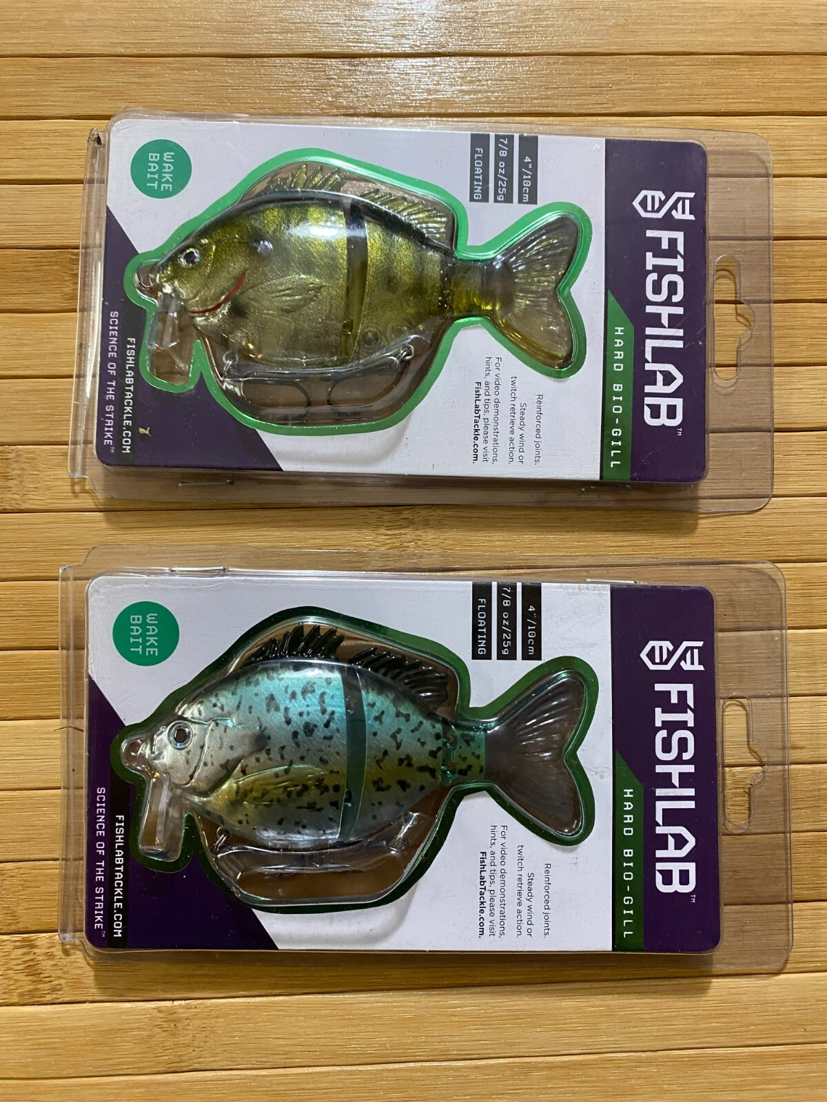 Pair of Fish Lab Jointed Blue Gill Fishing Lures Item #s BGW-4-BC & BGW ...