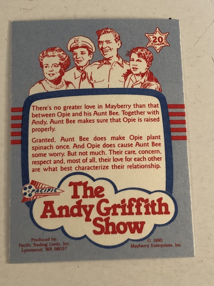 Opie Aunt Bee Trading Card Andy Griffith Show 1990 Ron Howard Frances ...