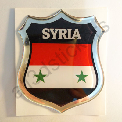 Sticker Syria Emblem 3D Resin Domed Gel Syria Flag Vinyl Decal Car ...
