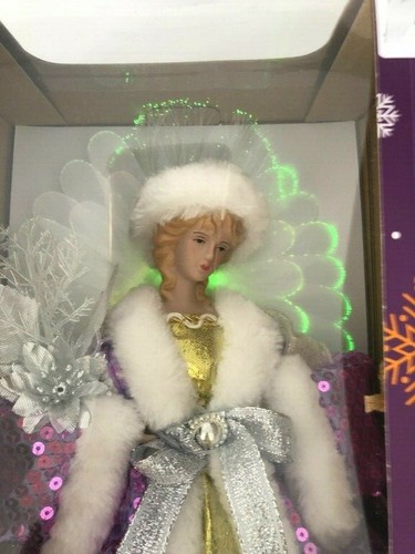 Windy Hill Christmas Purple Angel Tree Topper Fiber Optic Battery ...