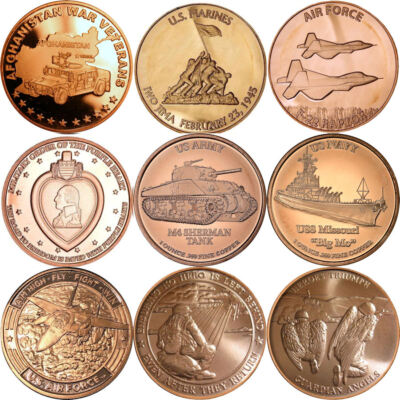 1 oz Military / Armed Forces .999 Pure Copper BU Round/Challenge Coin ...