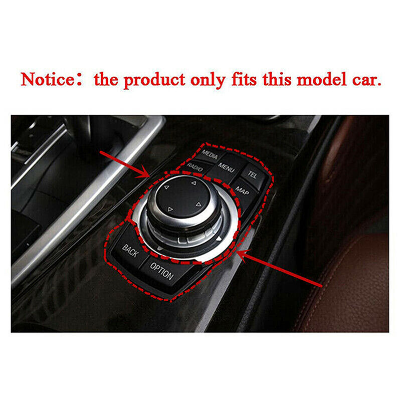 Car Big Multi Media Knob Cover iDrive Button Trim Black Fits For BMW ...