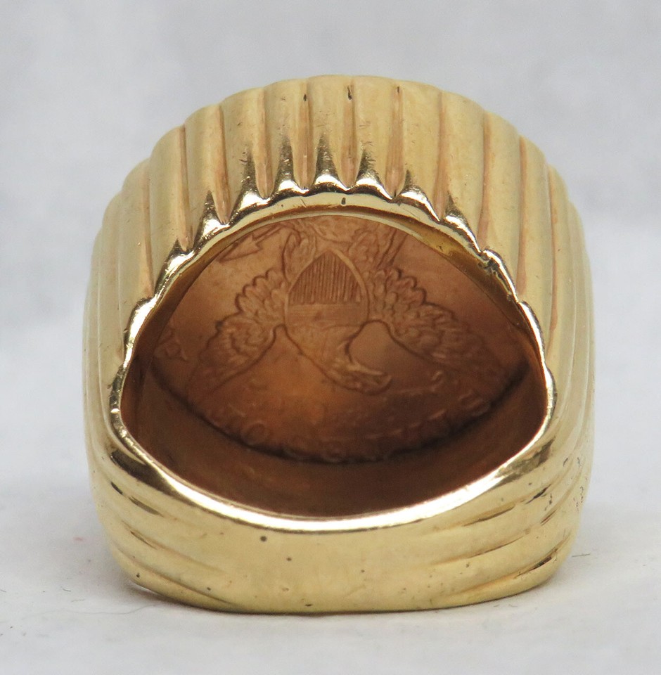 1907 USA ANTIQUE $5 DOLLAR SOLID GOLD IN 18K COIN PINKY RING SIZE 8 | eBay