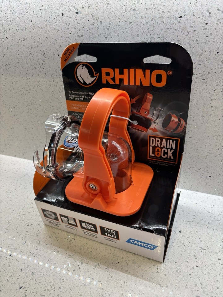 Camco Drain Lock 39730 Rhino Rv Sewer Adapter Pro Locking Elbow New ...