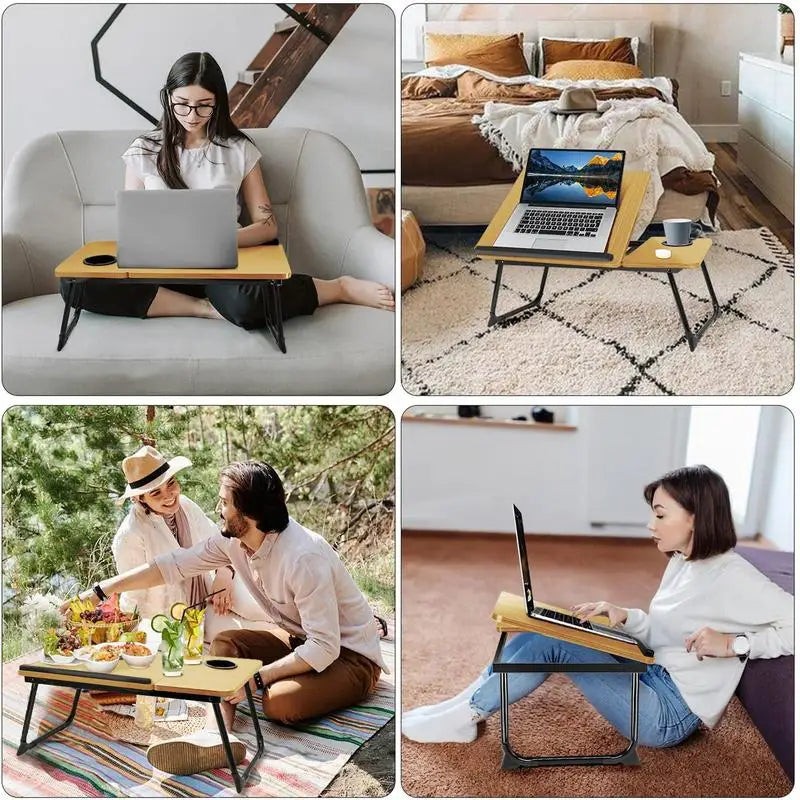 Portable Foldable Laptop Bed Desk Lap Working Small Adjustable Table ...