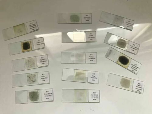 24PCS Geology Microscope Prepared Slides Mineral Thin Section Slides ...