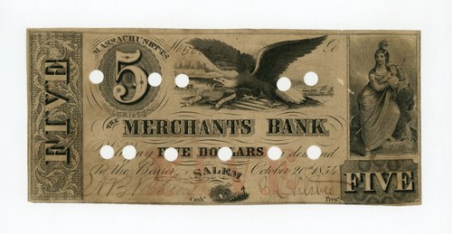 1854 $5 The Merchants Bank - Salem, MASSACHUSETTS (Altered) Note | eBay