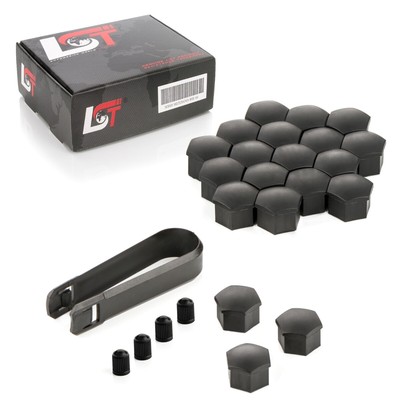 20x Radschraubenkappen Abdeckkappen Radmuttern 17 mm schwarz Matt für ...