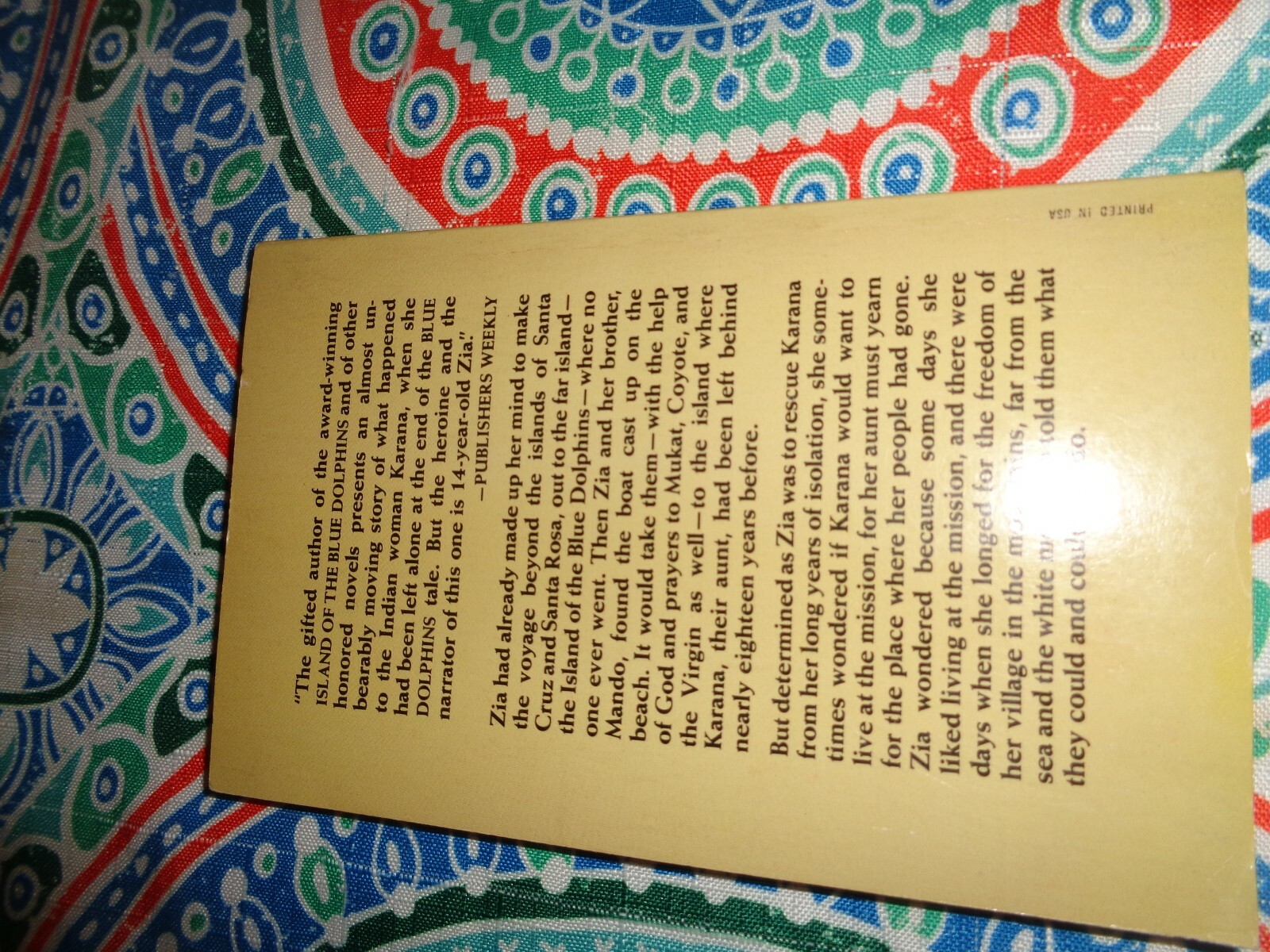 Zia By Scott O'Dell paperback a sequel to island of the blue dolphins ...