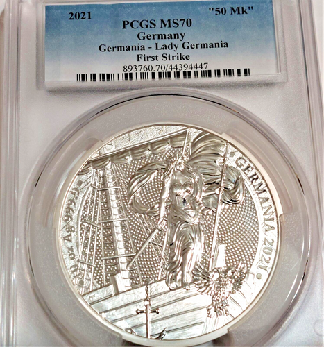 2021 GERMANIA-Lady Germania 10oz Silver BULLION COIN PCGS MS70 FS W ...
