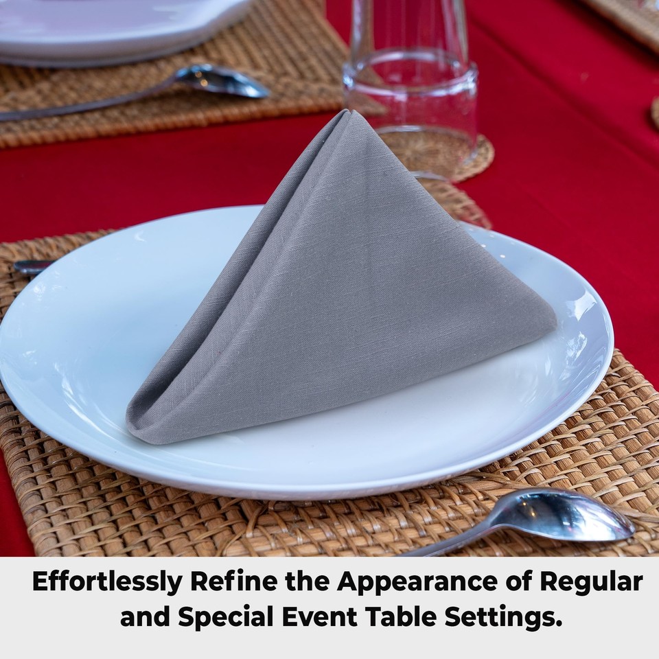 Dinner Napkins Solid Slub Set of 12 Grey Color Dinner Napkins Over ...