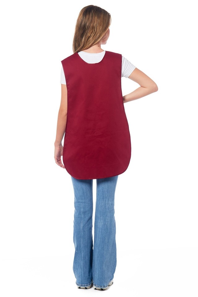 Ladies Plain Matching Piping Tabard Apron with Pocket Overall Kitchen ...