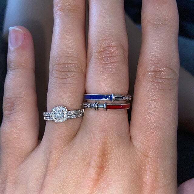 Star Wars Lightsaber Rings (2 Rings Included ) Silver Finish Jedi ...