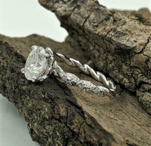 2 Ct Oval Cut Lab Created Diamond Solitaire Engagement Ring 925 ...