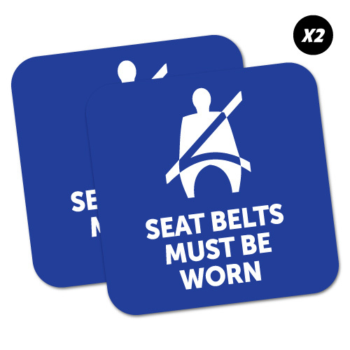 2 x Seat Belts Must Be Worn Blue Sticker Decal Safety Sign Car Vinyl ...