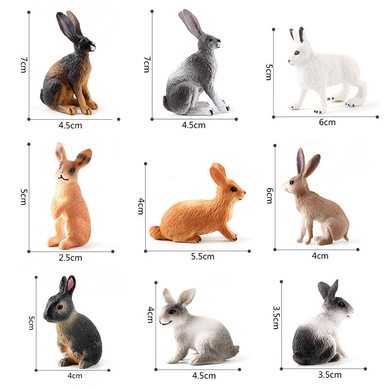 9 Pcs Bunny Rabbit Figurines Farm Animal Model Toy Desktop&Home ...