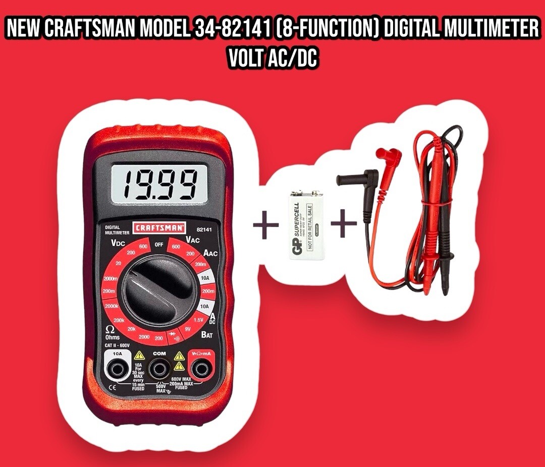 New CRAFTSMAN Model 34-82141 (8-Function) Digital Multimeter Volt AC/DC | eBay