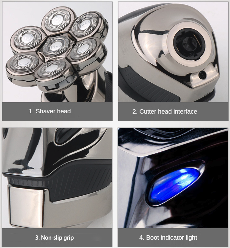 7D Cordless Shaver Hair Trimmer Men’s 5-In-1 Electric Head Shaver Razor ...